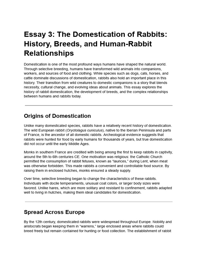 Essay 3 - The Domestication of Rabbits - History, Breeds, and Human ...