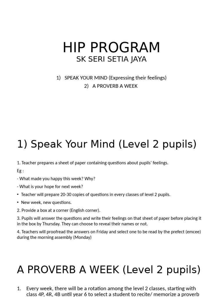 Hip Program | PDF