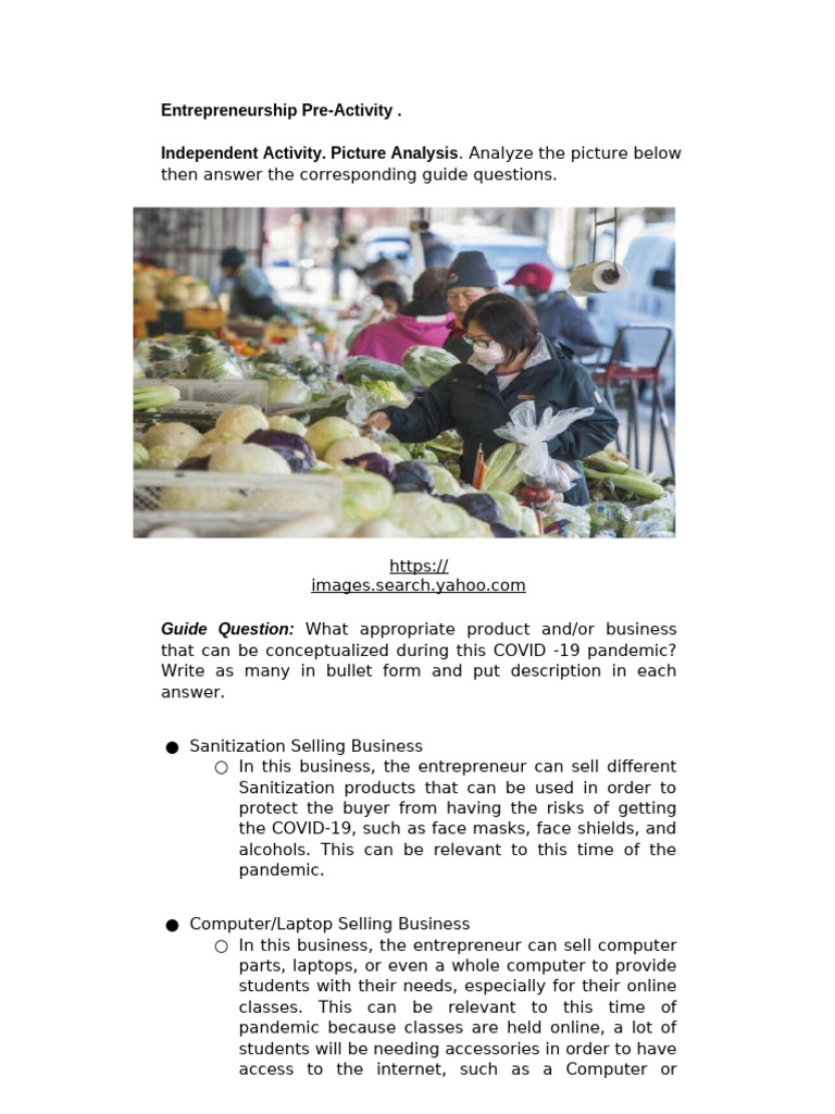 Entrepreneurship Activity | PDF | Entrepreneurship | Business