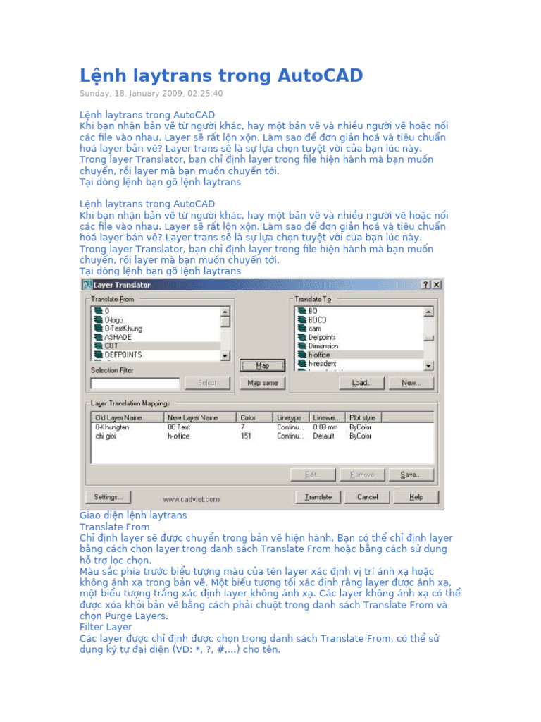 Lenh Laytrans Trong AutoCAD | PDF
