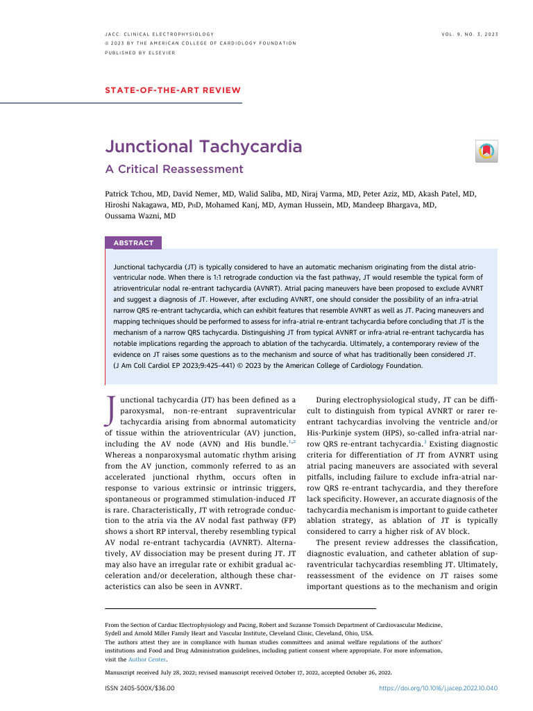Reassessing Junctional Tachycardia Mechanisms | PDF ...