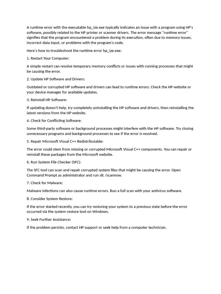 A Runtime Error With The Executable | PDF