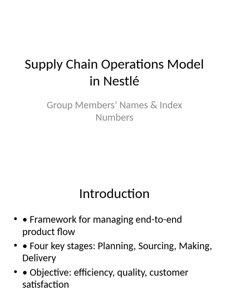? Nestle SupplyChain Presentation | PDF