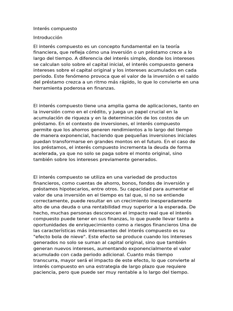 Guía del Interés Compuesto en Finanzas | PDF | Interés | Interés compuesto