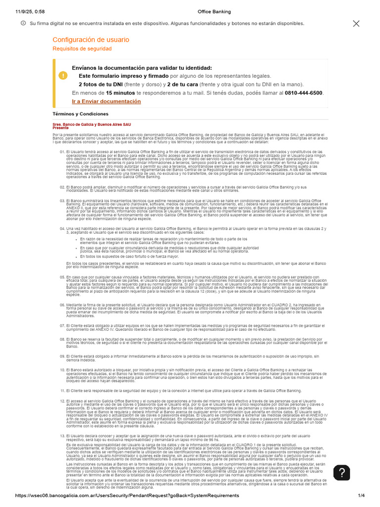 Acceso y Seguridad en Galicia Office Banking | PDF | Bancos | Usuario ...