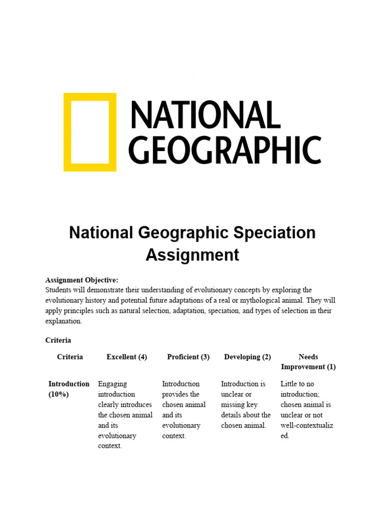 National Geographic Speciation Assignment | PDF | Evolution | Natural ...