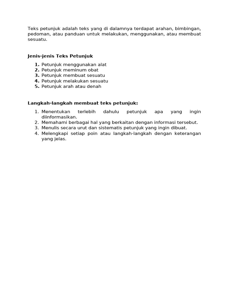 Jenis dan Langkah Teks Petunjuk | PDF