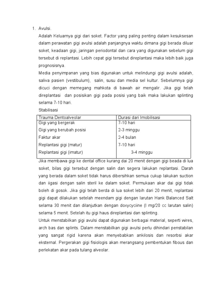 Avulsi Dan Fraktur Alveolar | PDF