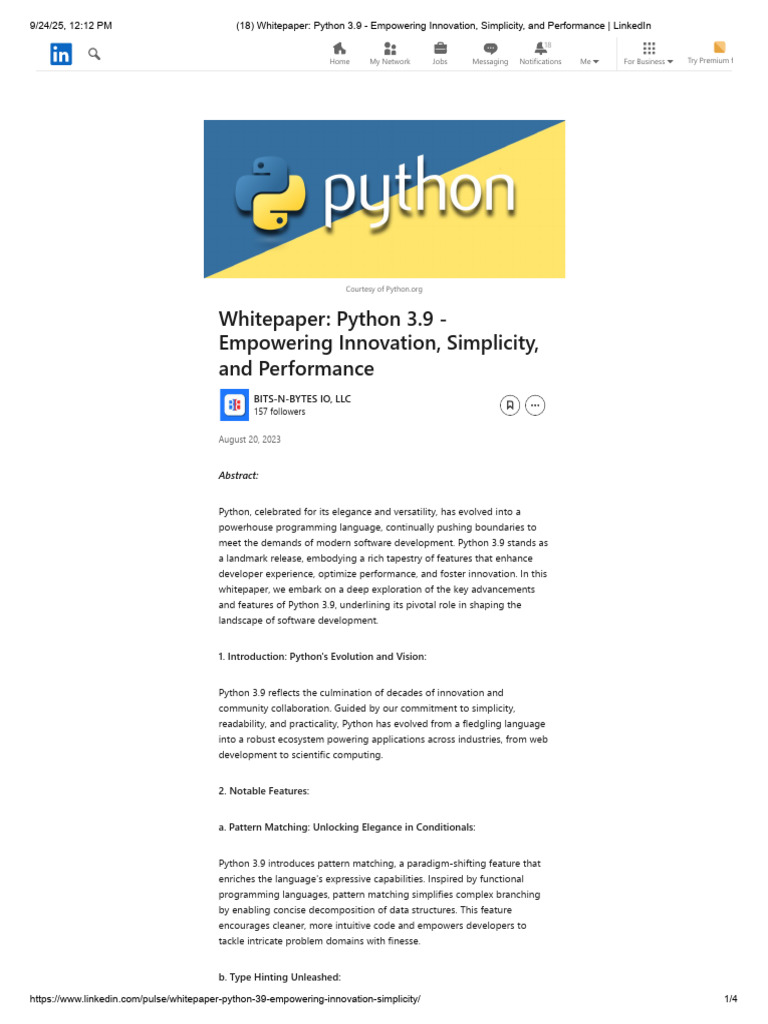 Whitepaper - Python 3.9 - Empowering Innovation, Simplicity, and ...