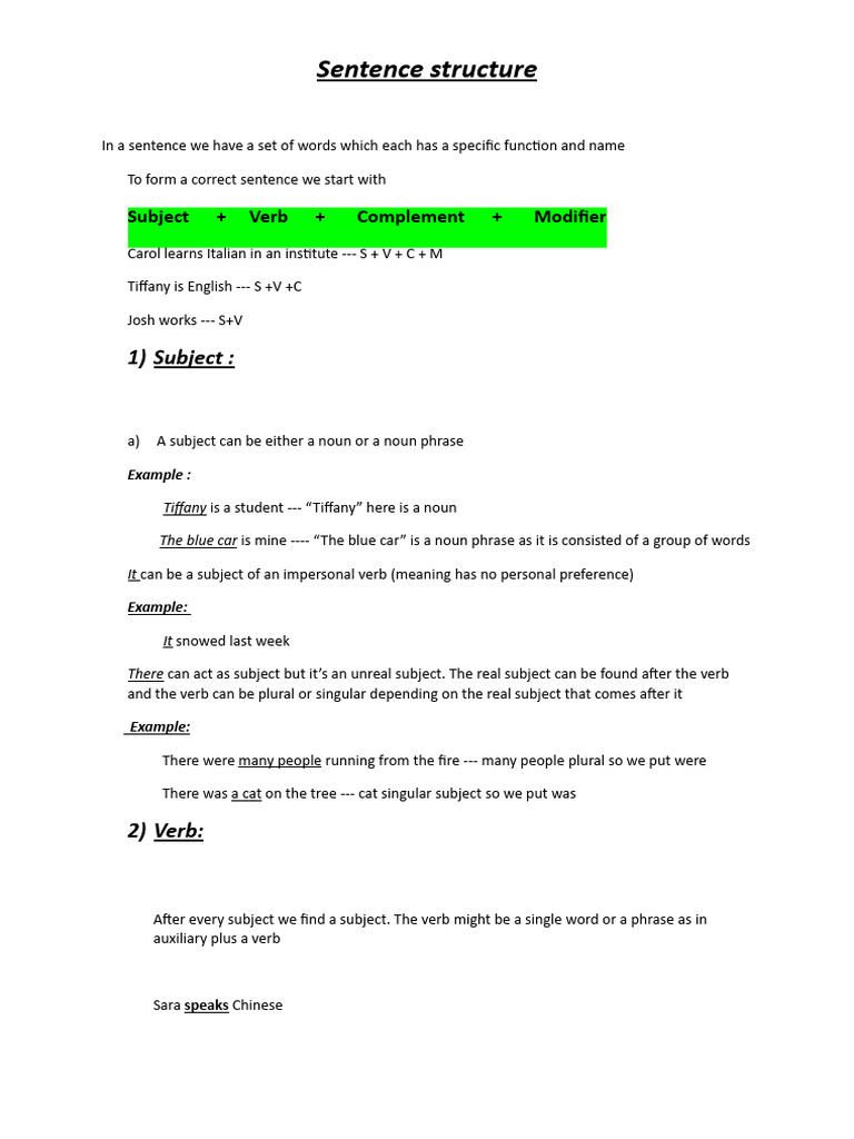 Understanding Sentence Structure Basics | PDF