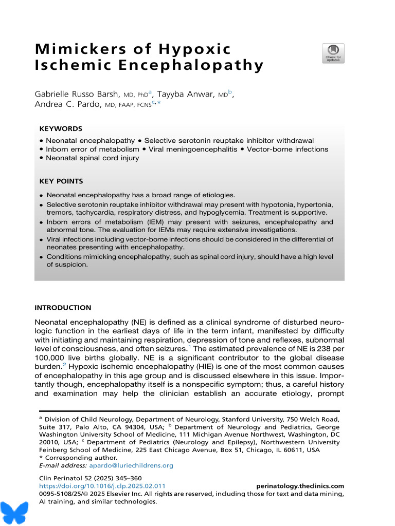 Mimickers of Neonatal Encephalopathy | PDF | Selective Serotonin ...