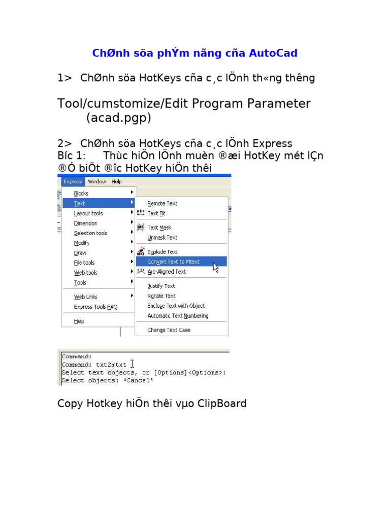 Chinh Sua HotKeys Cua AutoCad | PDF