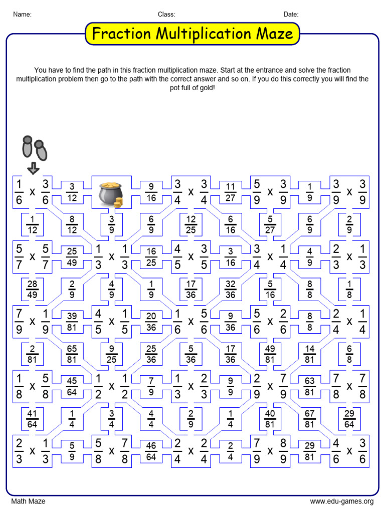 Fraction Multiplication Maze Activity | PDF | Garden Features