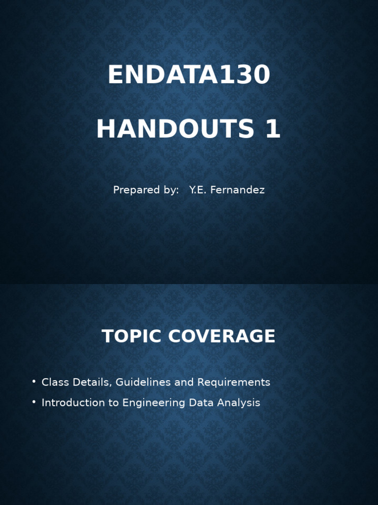 Handouts 1 ENDATA130 Introduction To Data Analysis | PDF | Statistics | Level Of Measurement