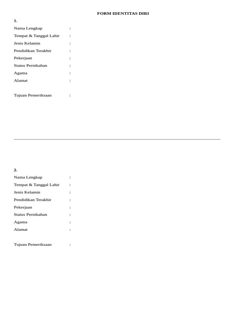 Form Identitas Diri | PDF