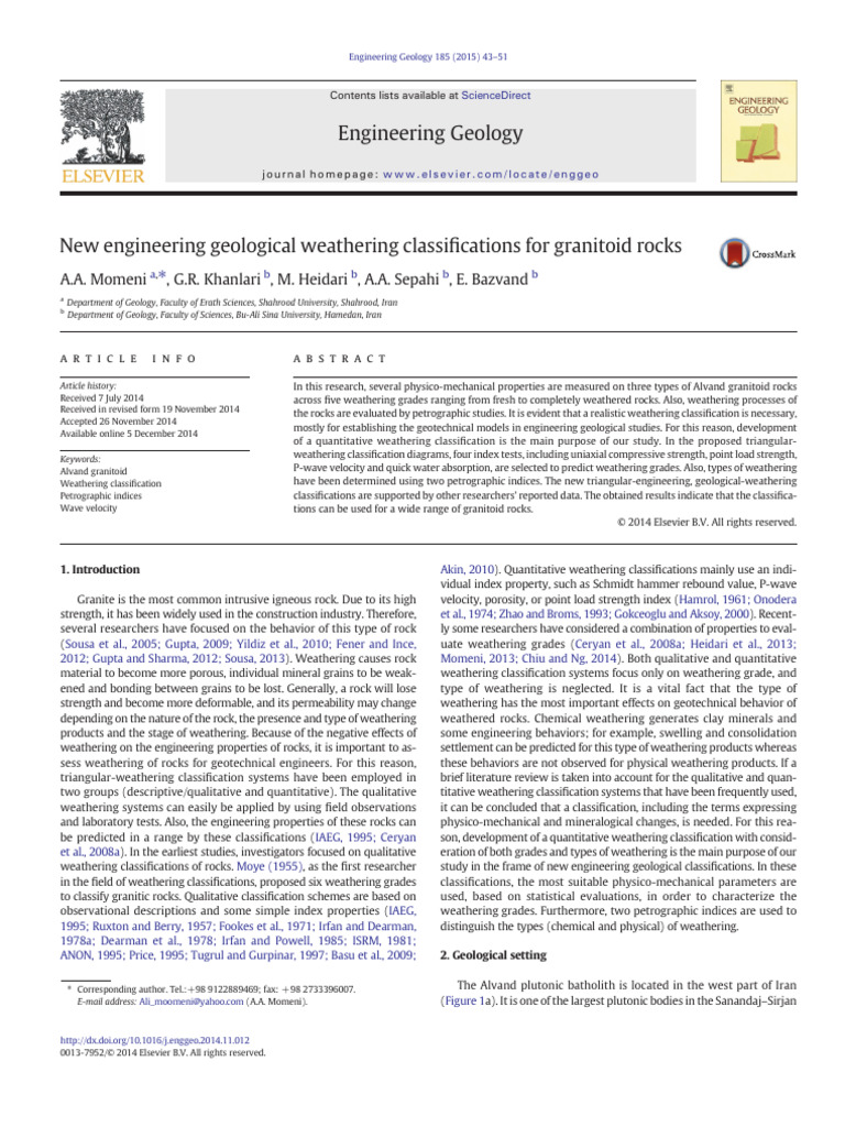 New Weathering Classifications for Granitoids | PDF | Granite | Minerals
