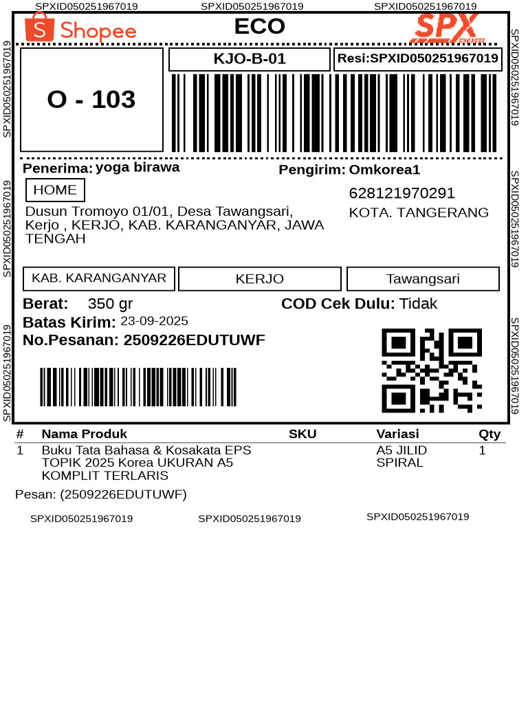 Label Pengiriman 125 | PDF