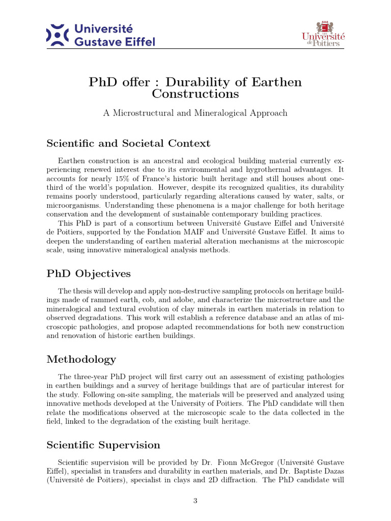 PhD in Earthen Construction Durability | PDF | Mineralogy