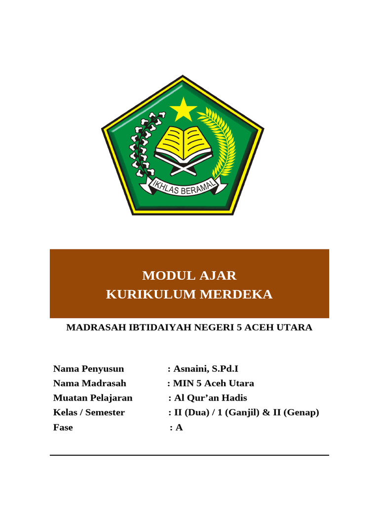 MODUL AJAR 2.1. Menulis Huruf Hijaiyah | PDF
