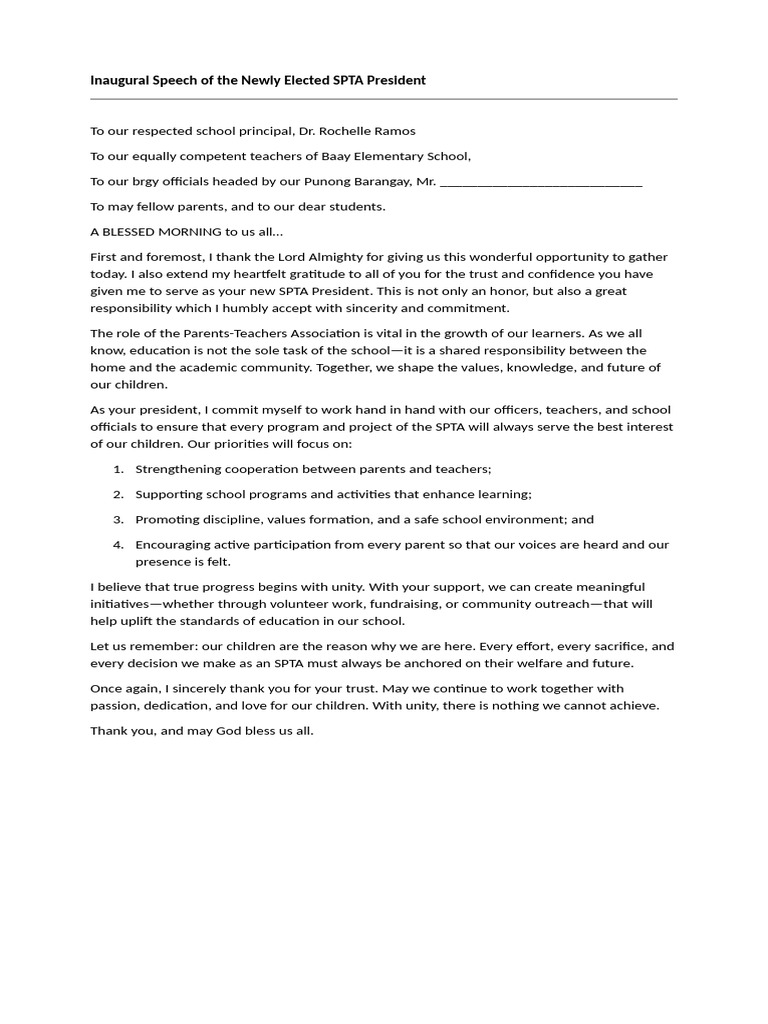 Spta President Speech | PDF