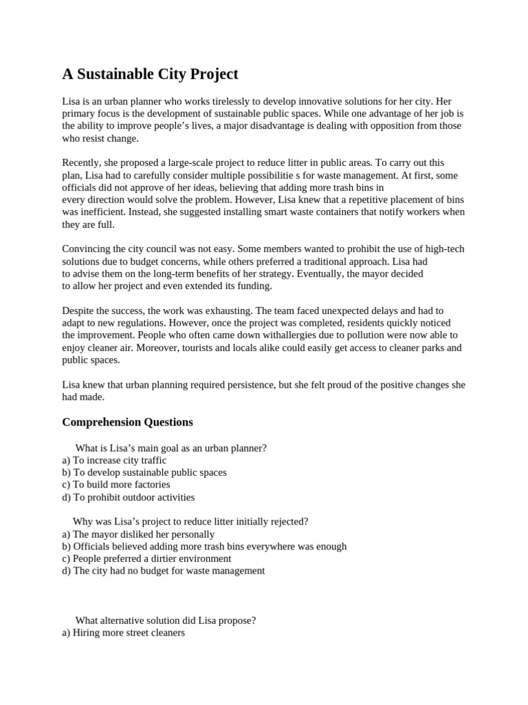 A Sustainable City Project Reading | PDF | Energy Conservation ...