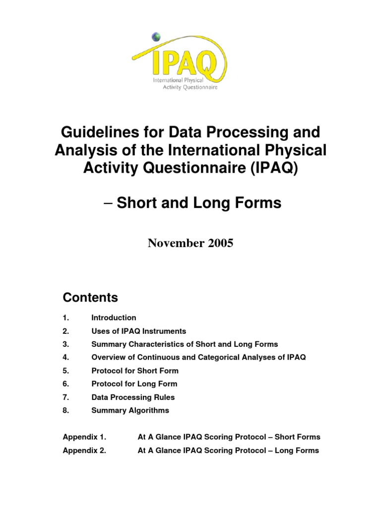 IPAQ Scoring | Categorical Variable | Survey Methodology