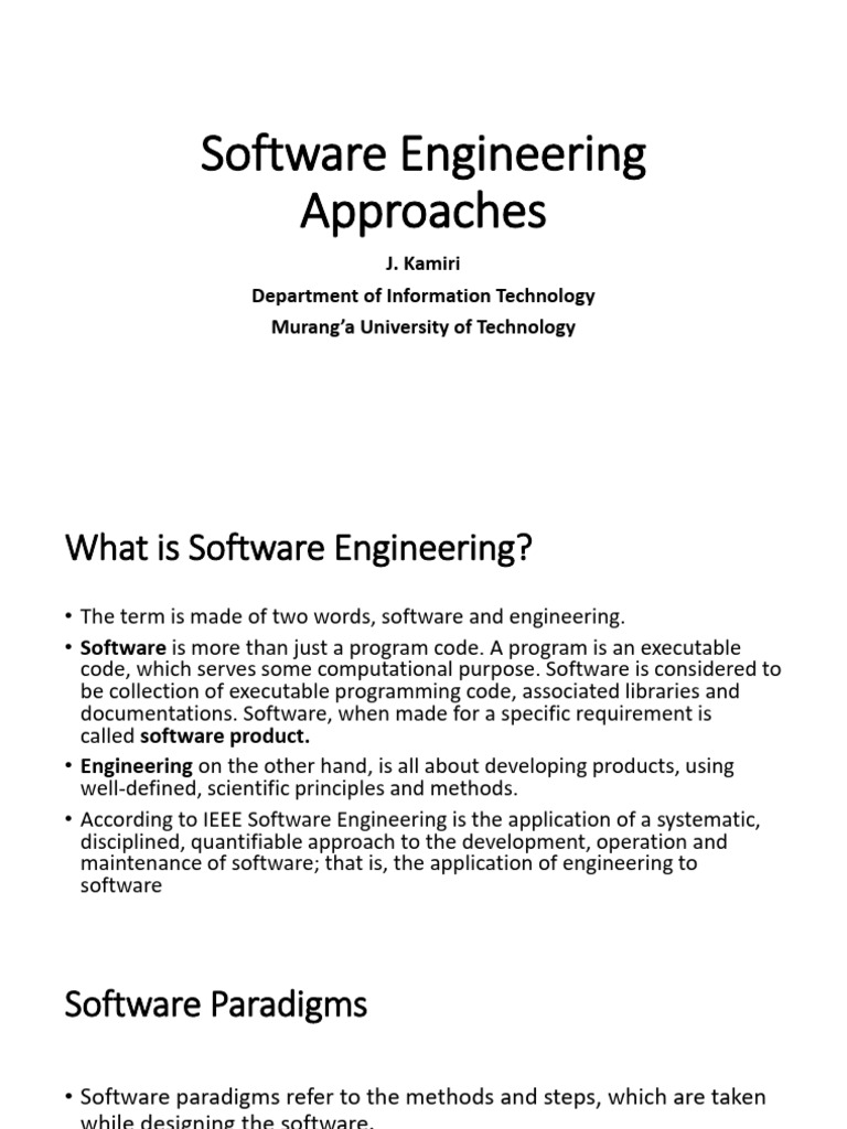 Software Engineering Approaches | PDF | Software Development Process ...