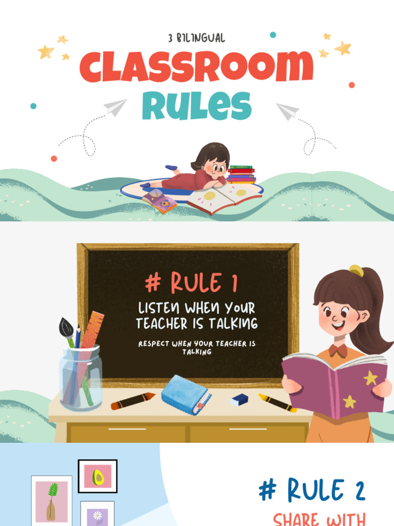 Blue Red Playful Illustration Classroom Rules Education Presentation | PDF