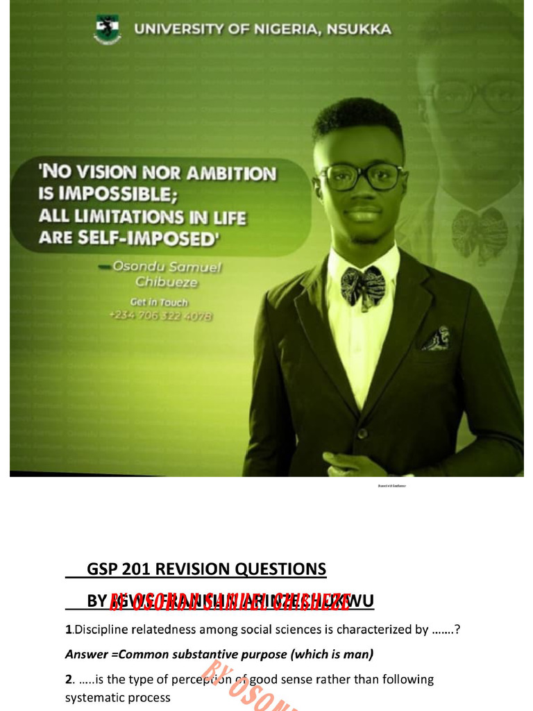 GSP 201 Revision Questions Powered by Osondu Samuel Chibueze | PDF