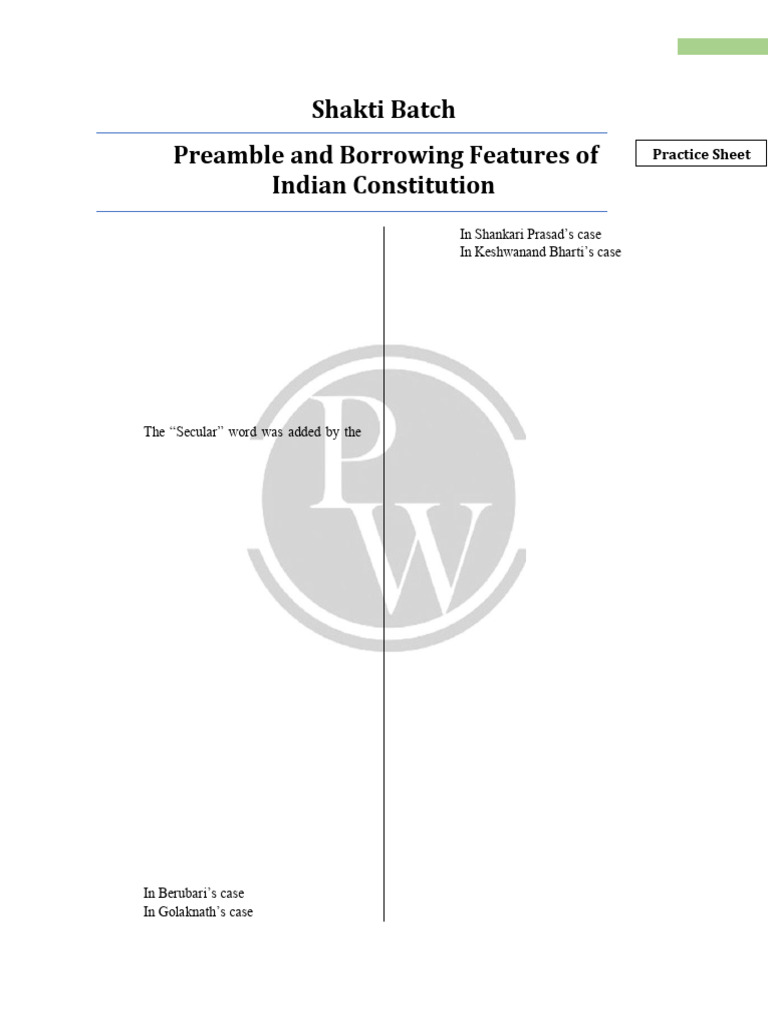 Polity 01 - Preamble and Borrowing Feature of Indian Constitution ...