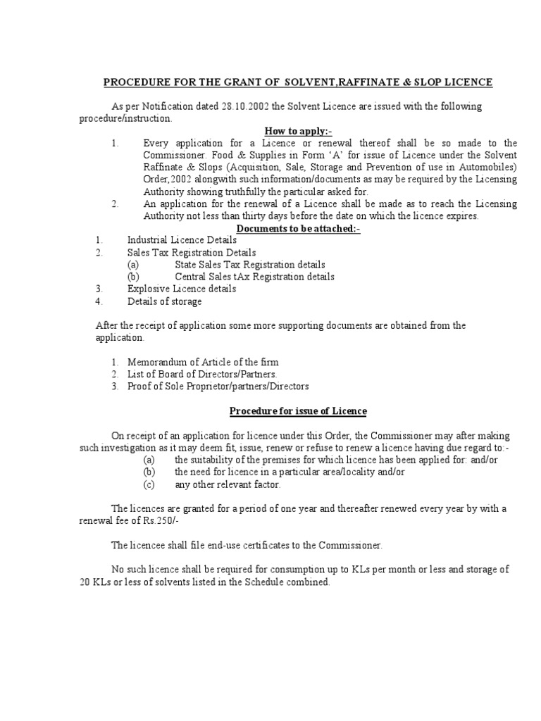 Solvent Licenses Procedure | PDF | License | Sole Proprietorship