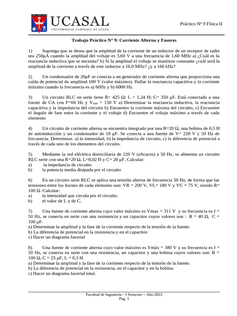 Corriente Alterna y Circuitos RLC en Física | PDF | Inductor ...