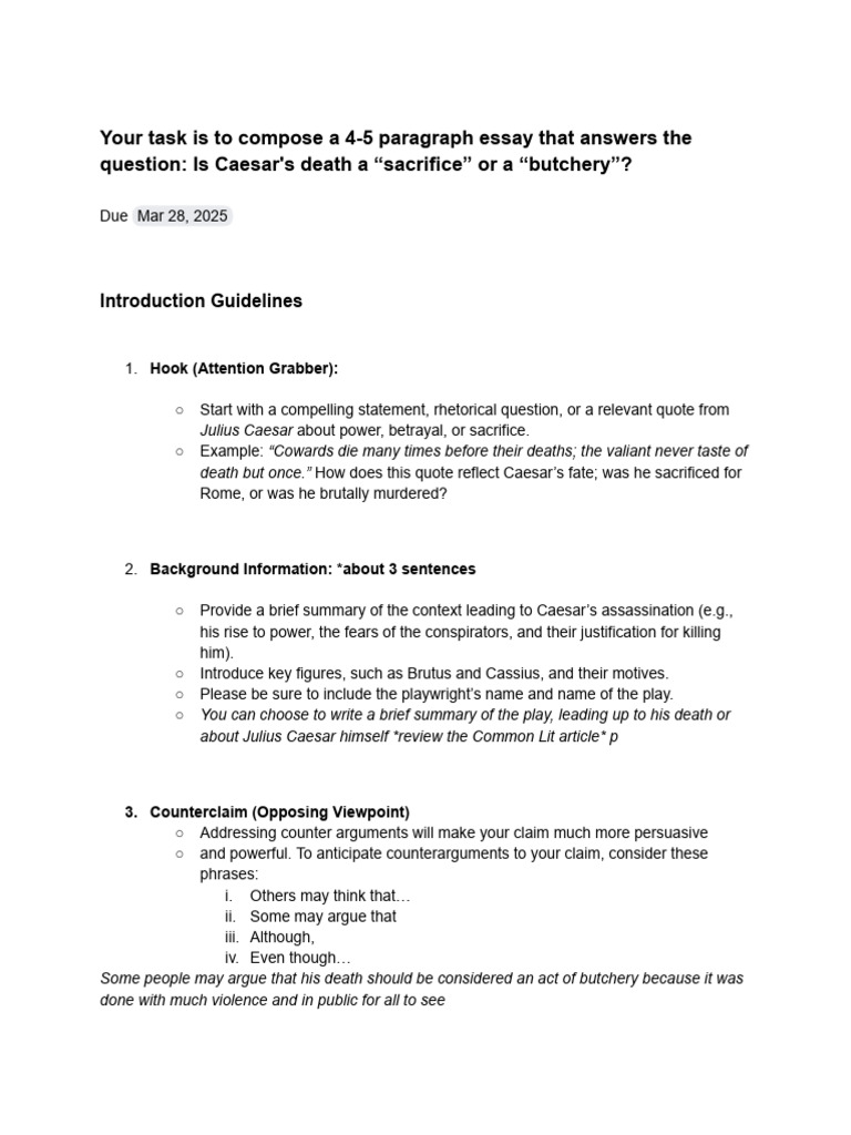 Unit 3 Argumentative Essay - Sacrifice Vs Butchery Introduction | PDF ...