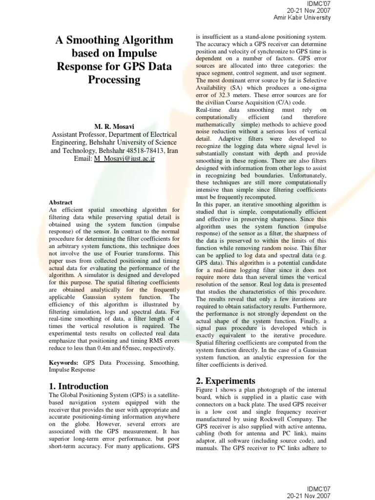 GPS Data Smoothing Algorithm | PDF | Global Positioning System ...