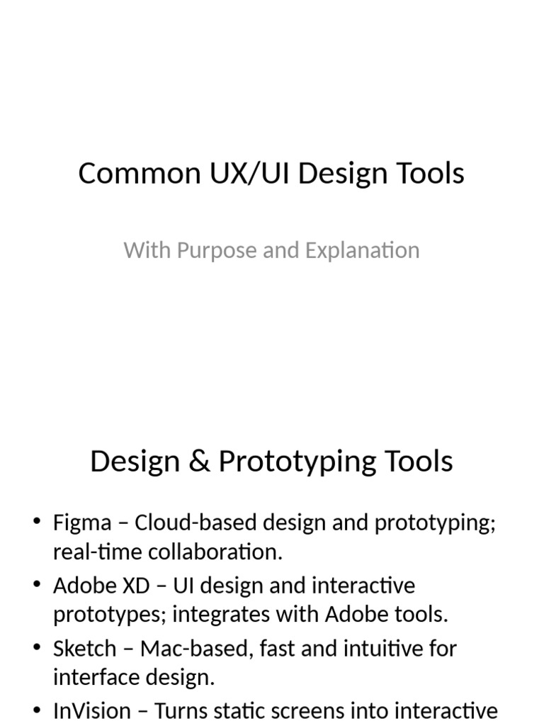 Common UX UI Design Tools Slides | PDF