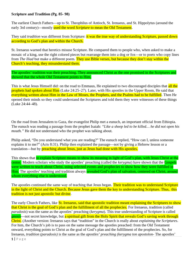 Scripture and Tradition-Pg. 85-98 | PDF | Christian Church | Jesus