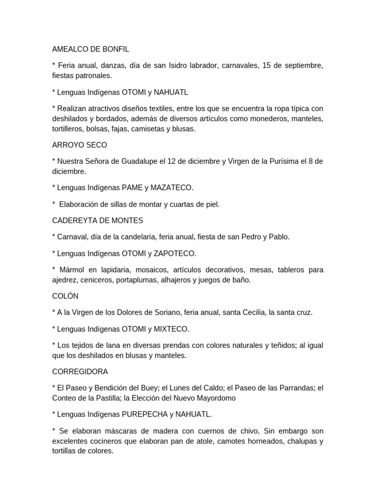 18 MUNICIPIOS INFORMACION Querétaro | PDF