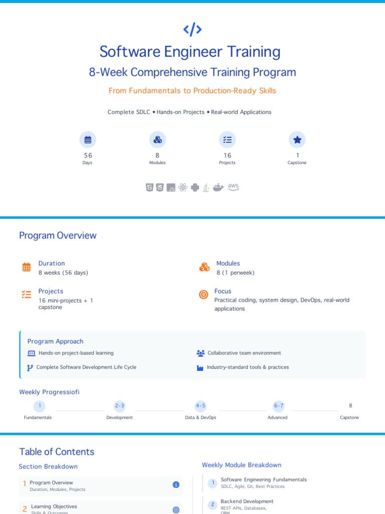 8-Week Software Engineer Training Program | PDF | Databases | No Sql