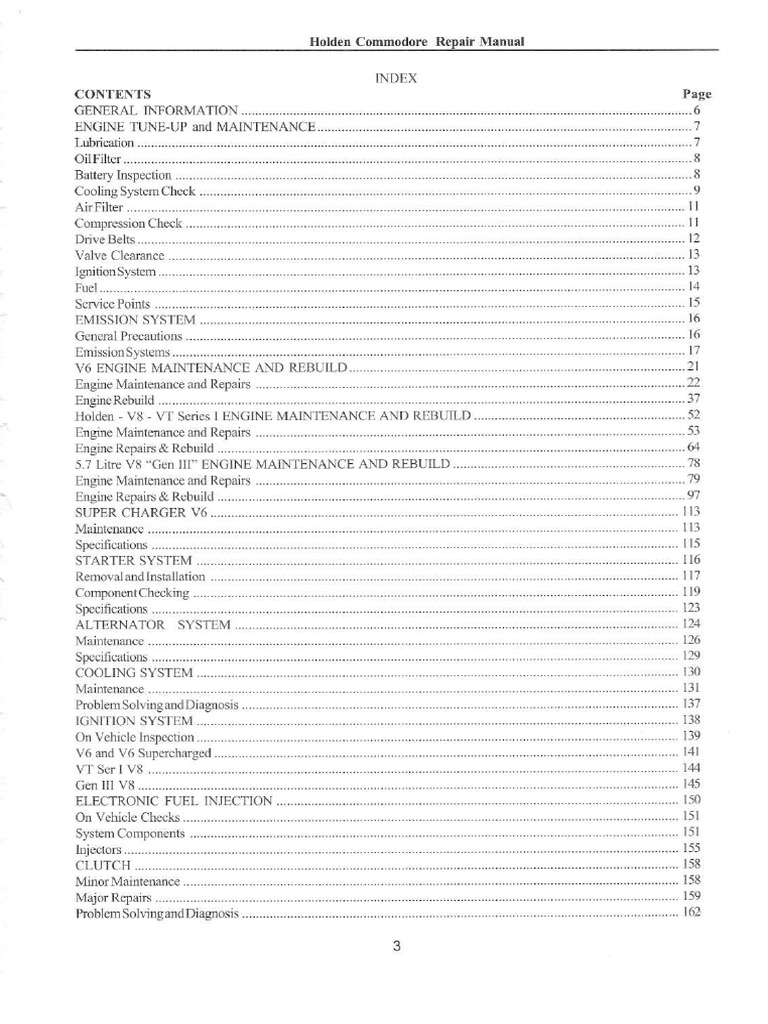 Holden VT VX VY VU Commodore Workshop Manual | PDF
