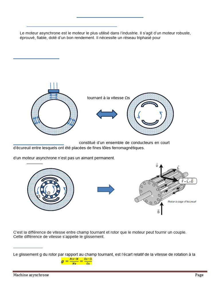 Fonctionnement et caractéristiques de la machine asynchrone | PDF ...
