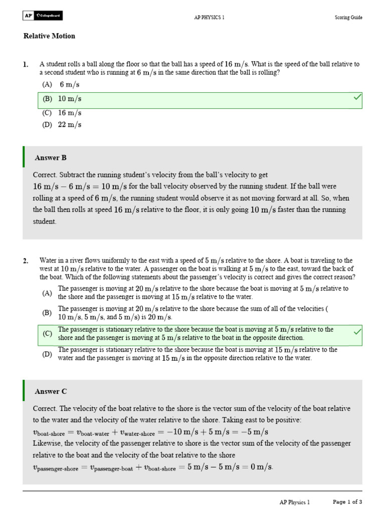 Relative Motion in Physics Scenarios | PDF | Velocity | Acceleration