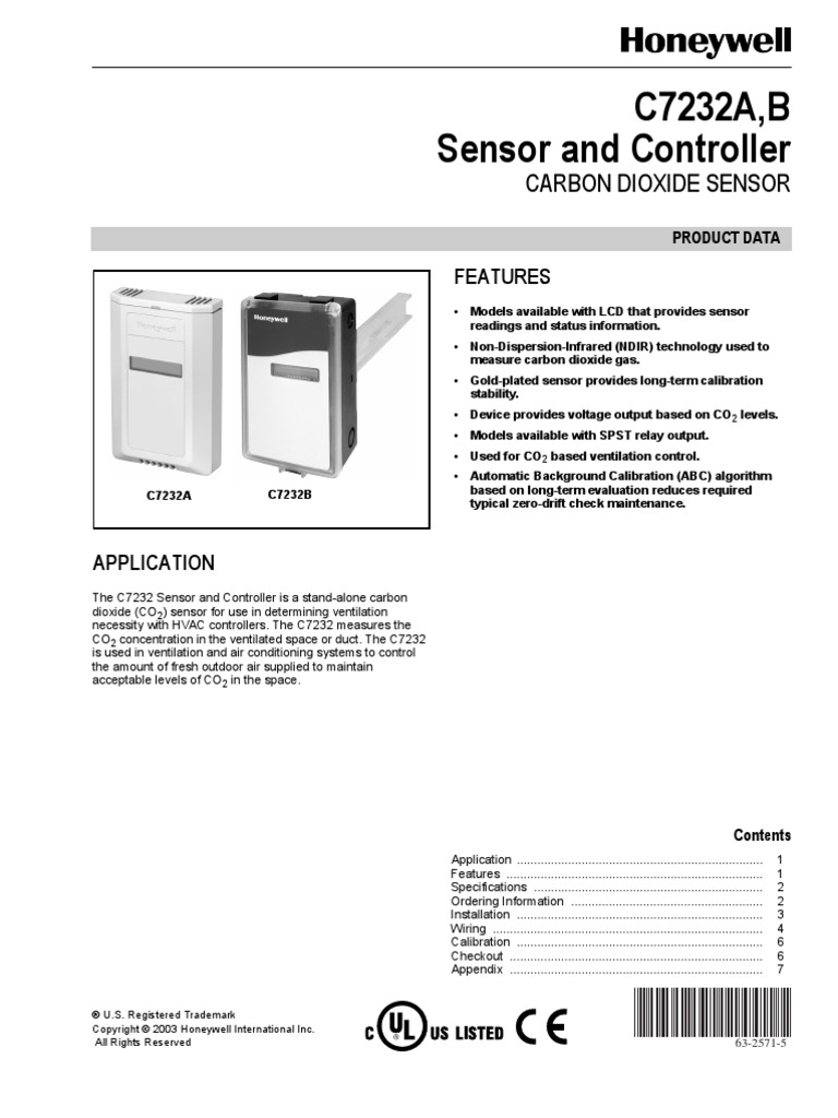 C7232A, B Sensor and Controller: Features | PDF | Power Supply | Relay