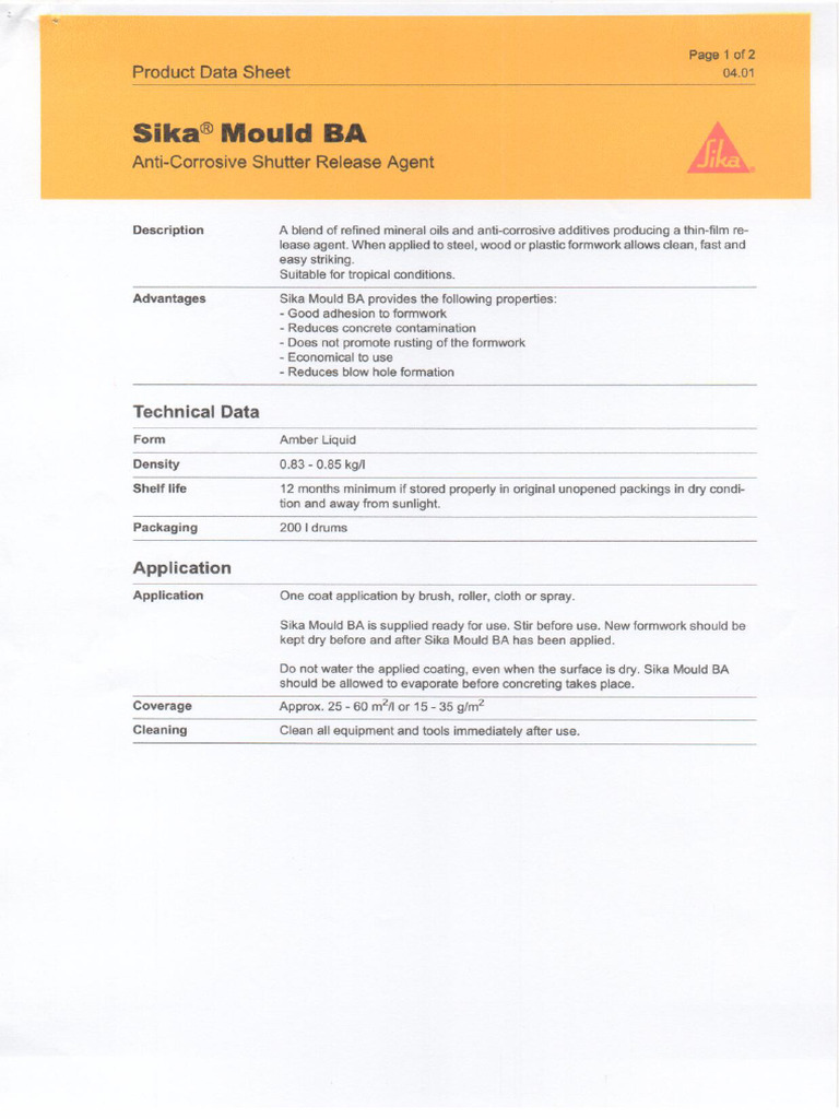 Sika Mould BA | PDF