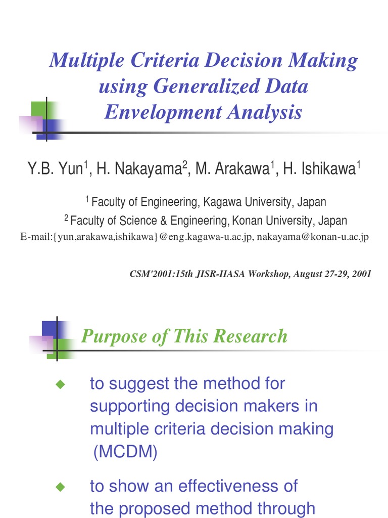 Multiple Criteria Decision Making Using Generalized Data Envelopment Analysis | PDF ...