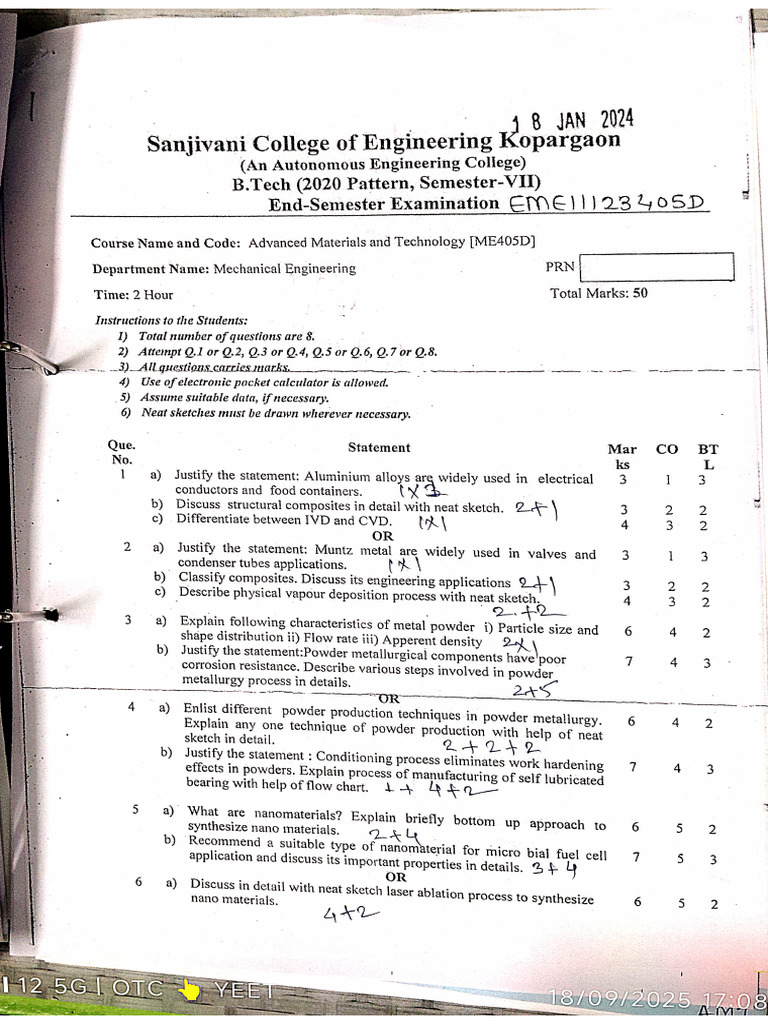 AMT END SEM Question Paper 2024 | PDF