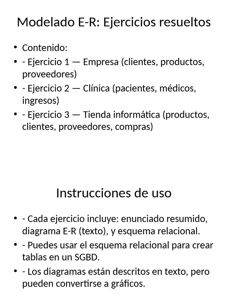Ejercicios Resueltos de Modelado E-R | PDF | Informática | Tecnologías ...