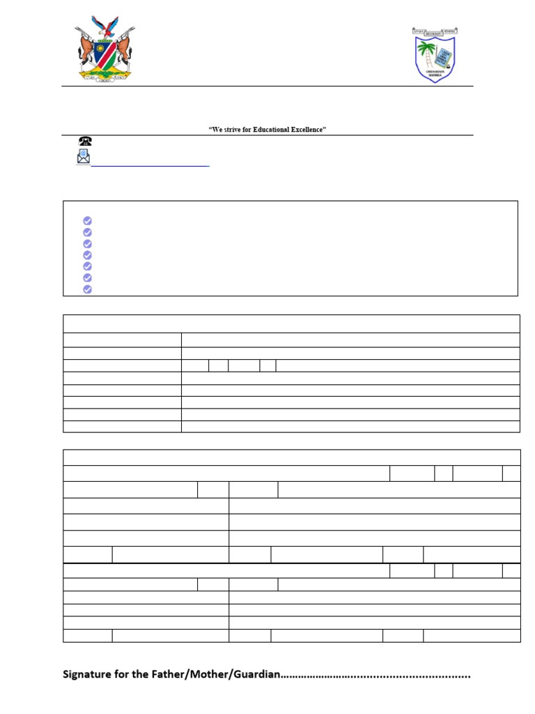 Grade 8 Admission Application 2026 | PDF
