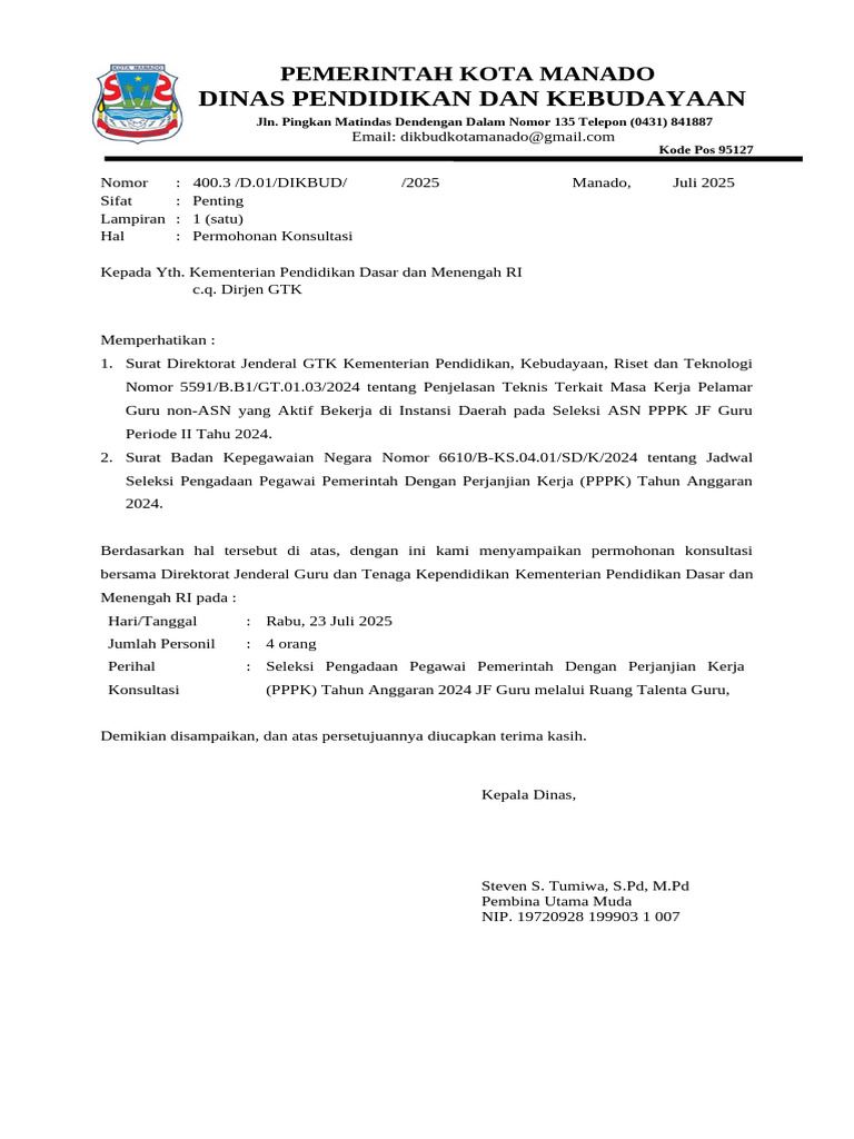 Surat Permohonan Konsultasi - RTG | PDF
