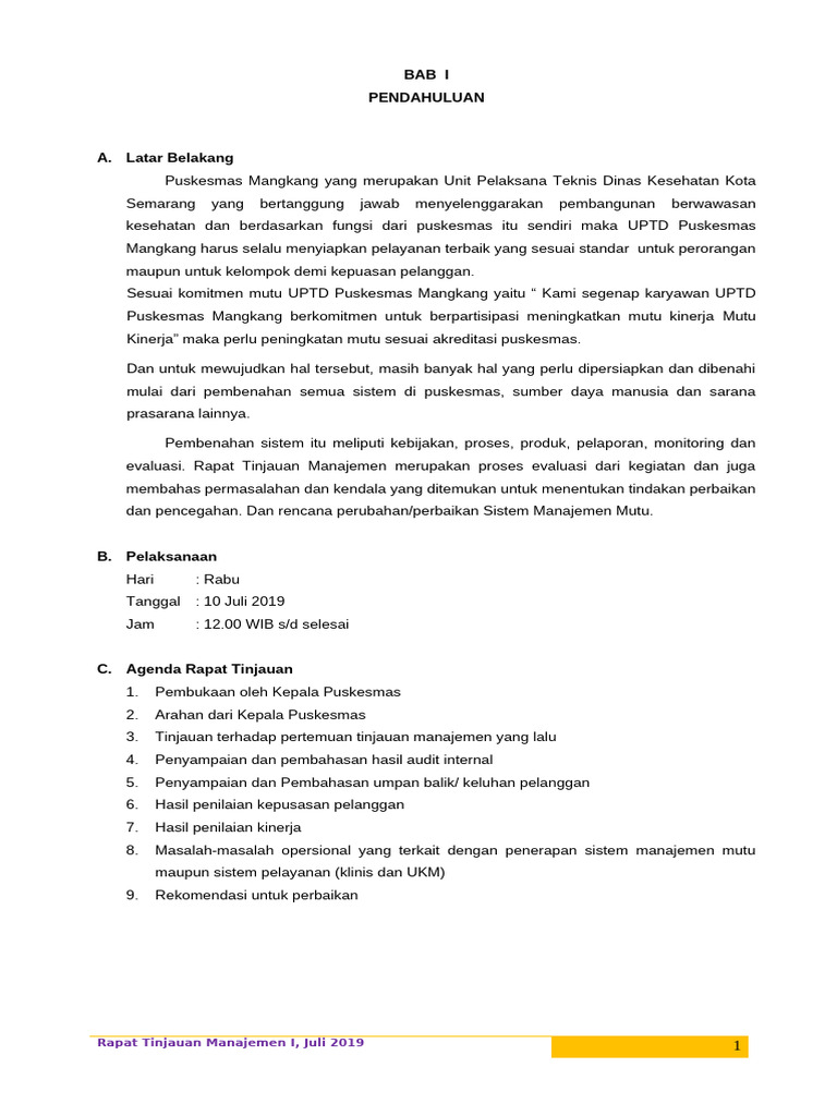 Laporan Hasil RTM SMT I 2019 | PDF