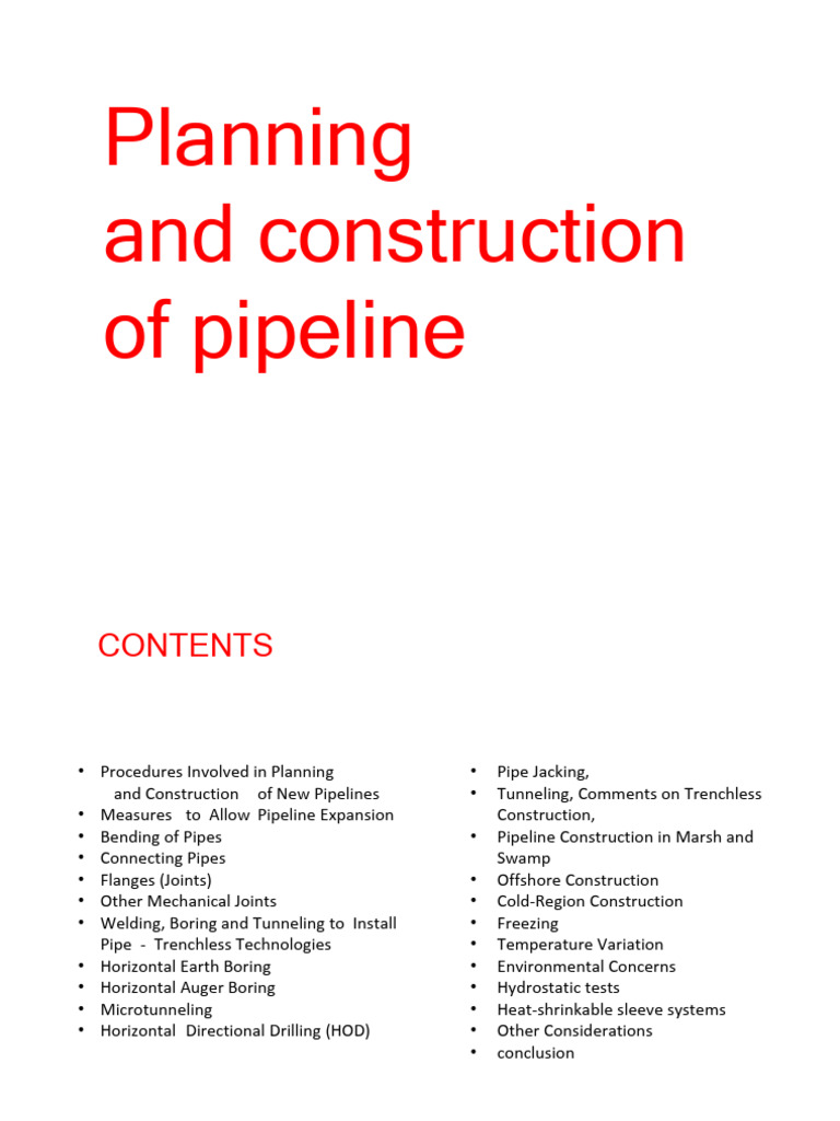 Planing and Construction of Pipeline | PDF | Pipe (Fluid Conveyance ...